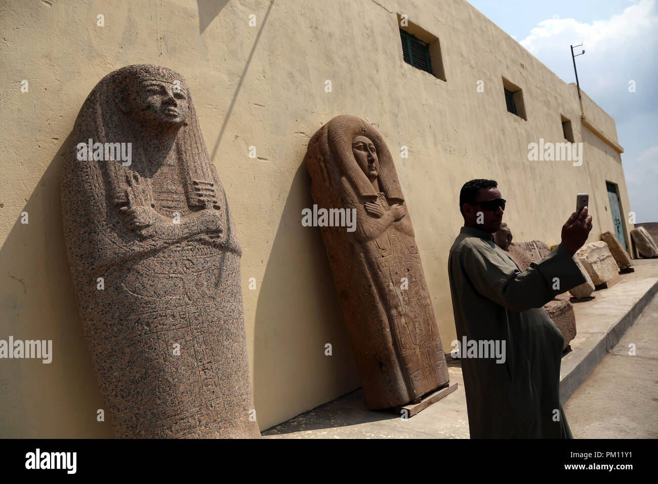 Sharqiya, Egypt. 15th Sep, 2018. A man takes selfies in an open-air ...