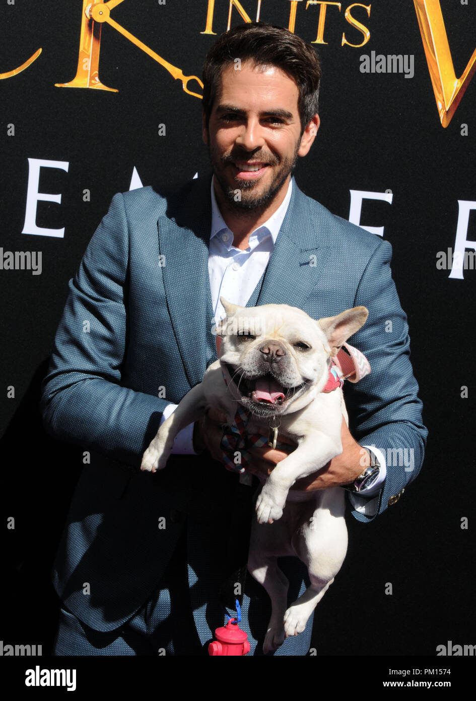 Hollywood, USA. 16 September 2018. Director Eli Roth and his dog Monkey ...