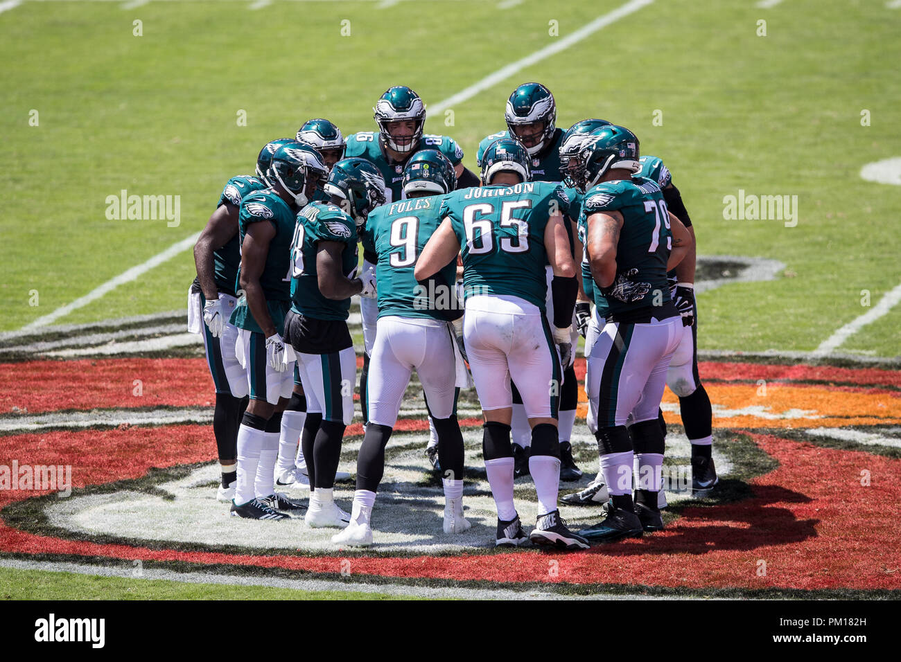 Tampa, Florida, USA. 16th Sep, 2018. Philadelphia Eagles huddle before ...