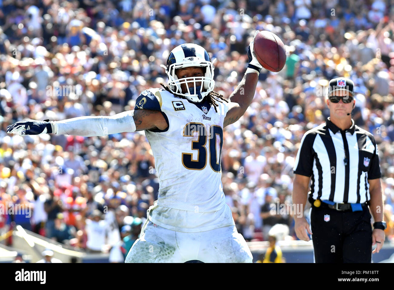 Los Angeles, CA, USA. 16th Sep, 2018. Los Angeles Rams running back ...