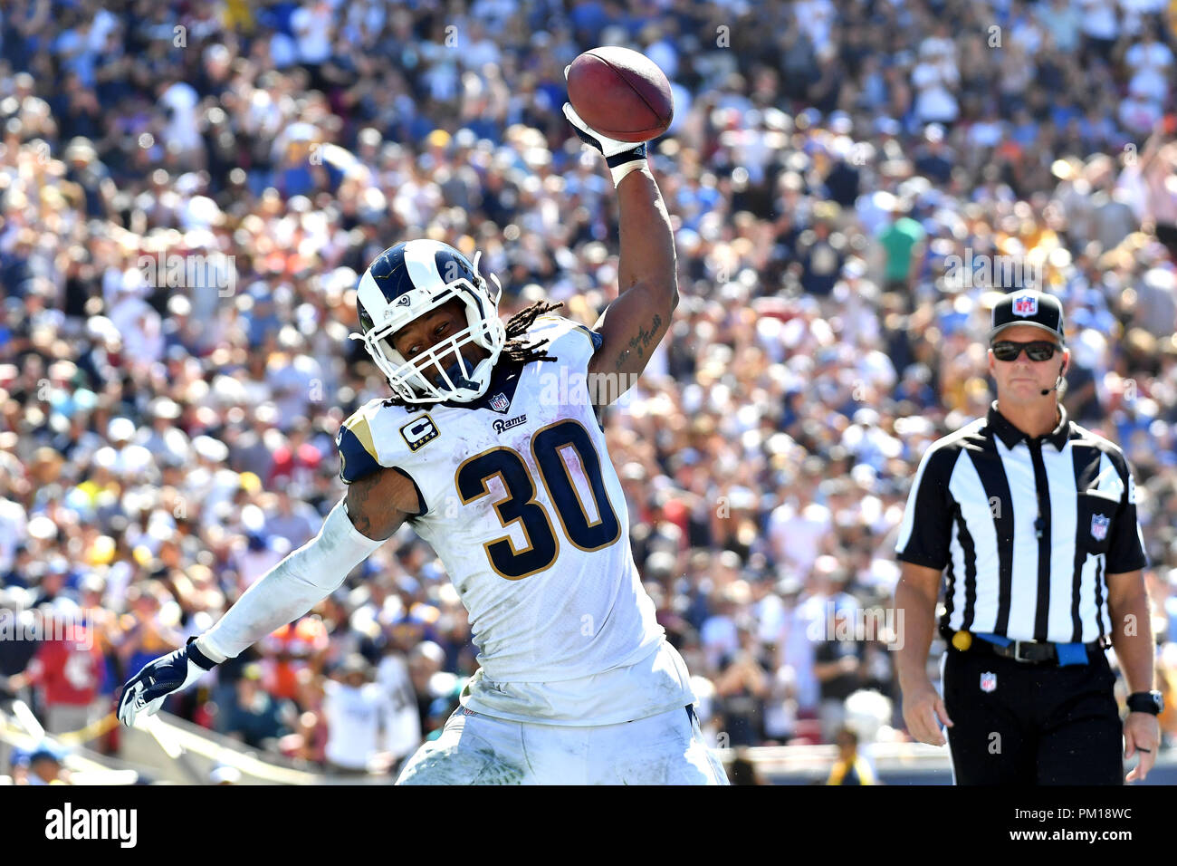 Los Angeles, CA, USA. 16th Sep, 2018. Los Angeles Rams running back ...