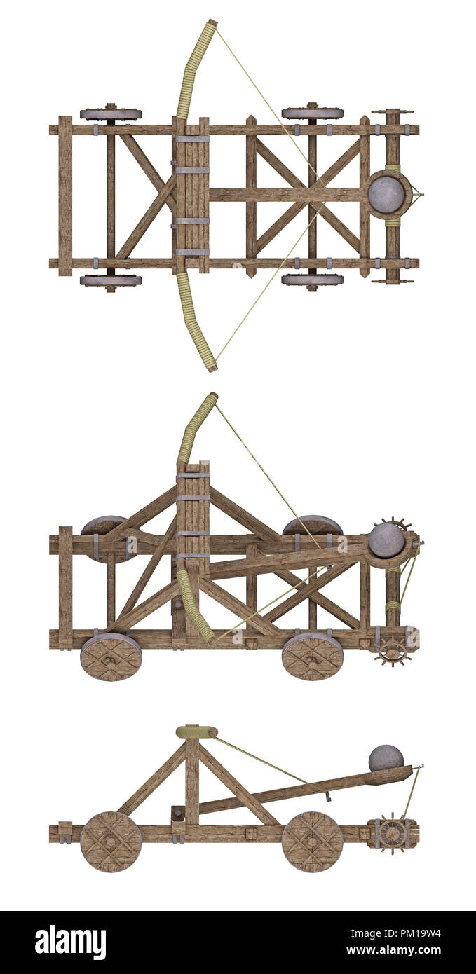 ancient catapult isolated on white. 3d rendeing Stock Photo - Alamy
