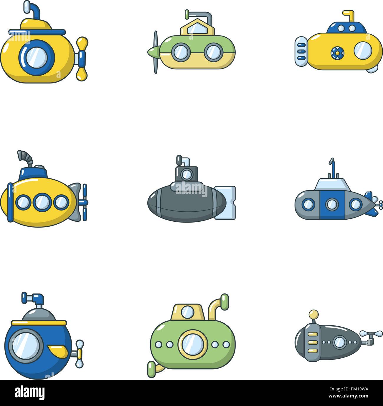 Underwater vessel icons set, cartoon style Stock Vector Image & Art - Alamy