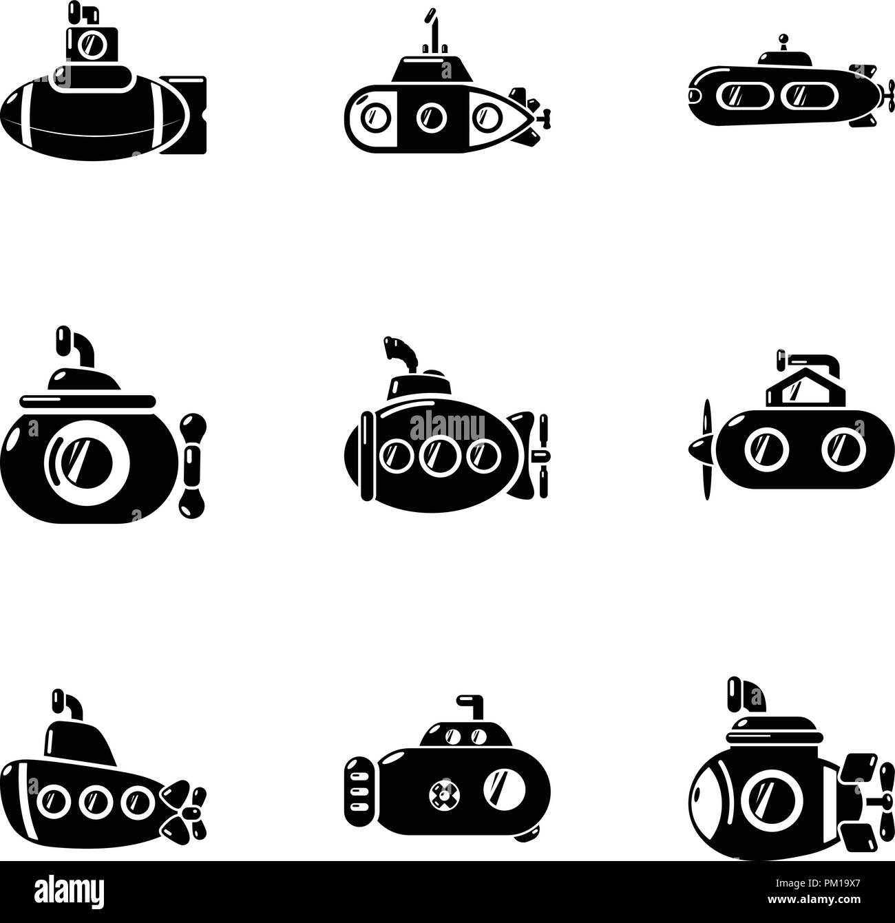 Underwater boat icons set, simple style Stock Vector Image & Art - Alamy