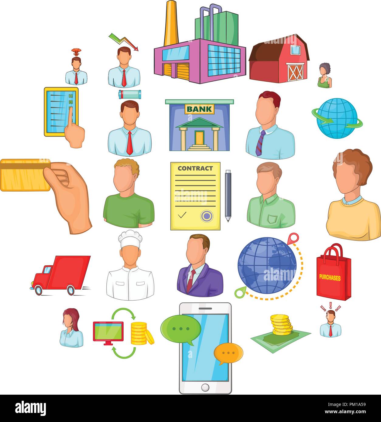 Distributive trades icons set, cartoon style Stock Vector Image & Art ...