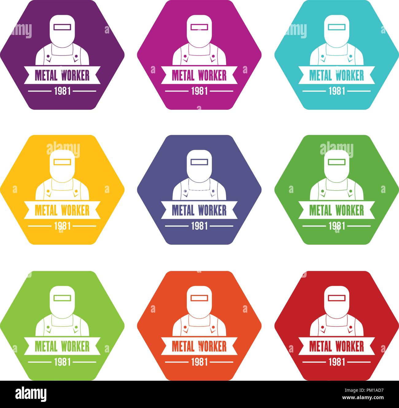 Metal worker icons set 9 vector Stock Vector Image & Art - Alamy