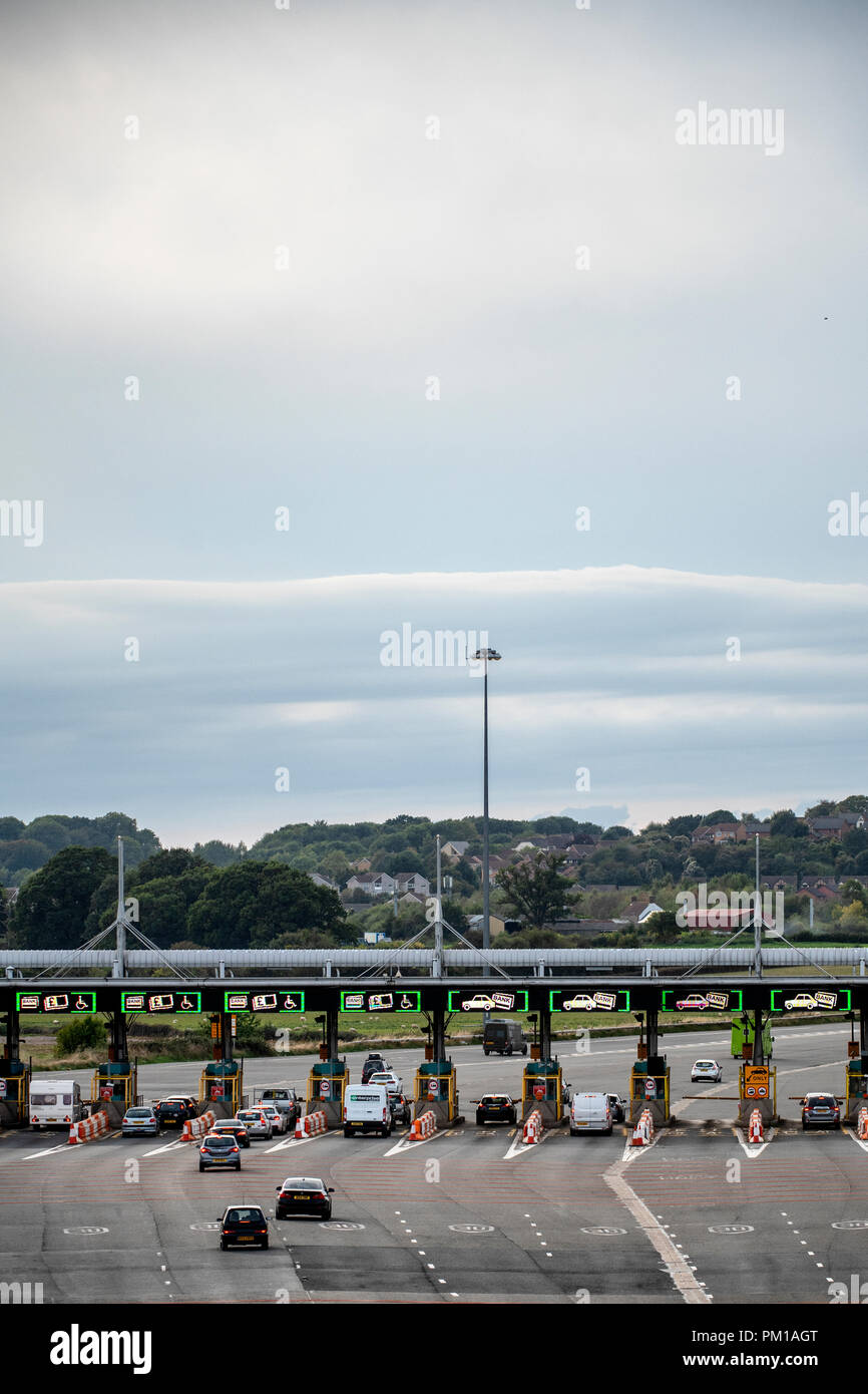 The M4 motorway west-bound toll plaza on the Second Severn Crossing ...