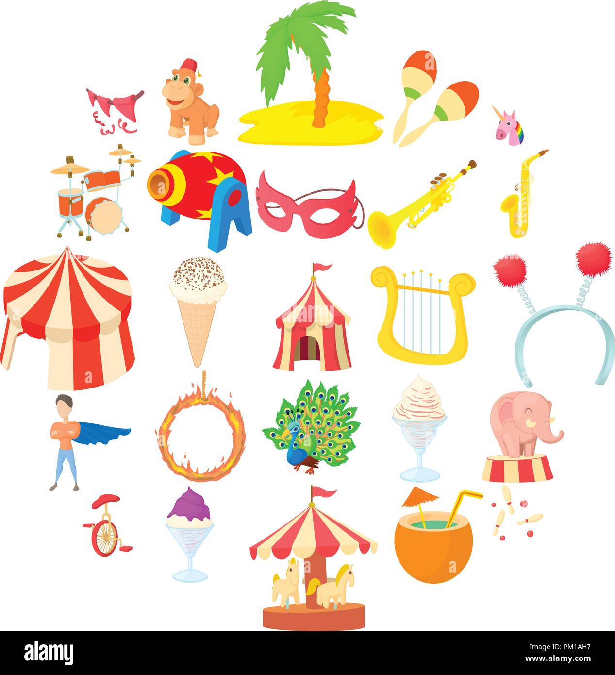Carnival icons set, cartoon style Stock Vector Image & Art - Alamy