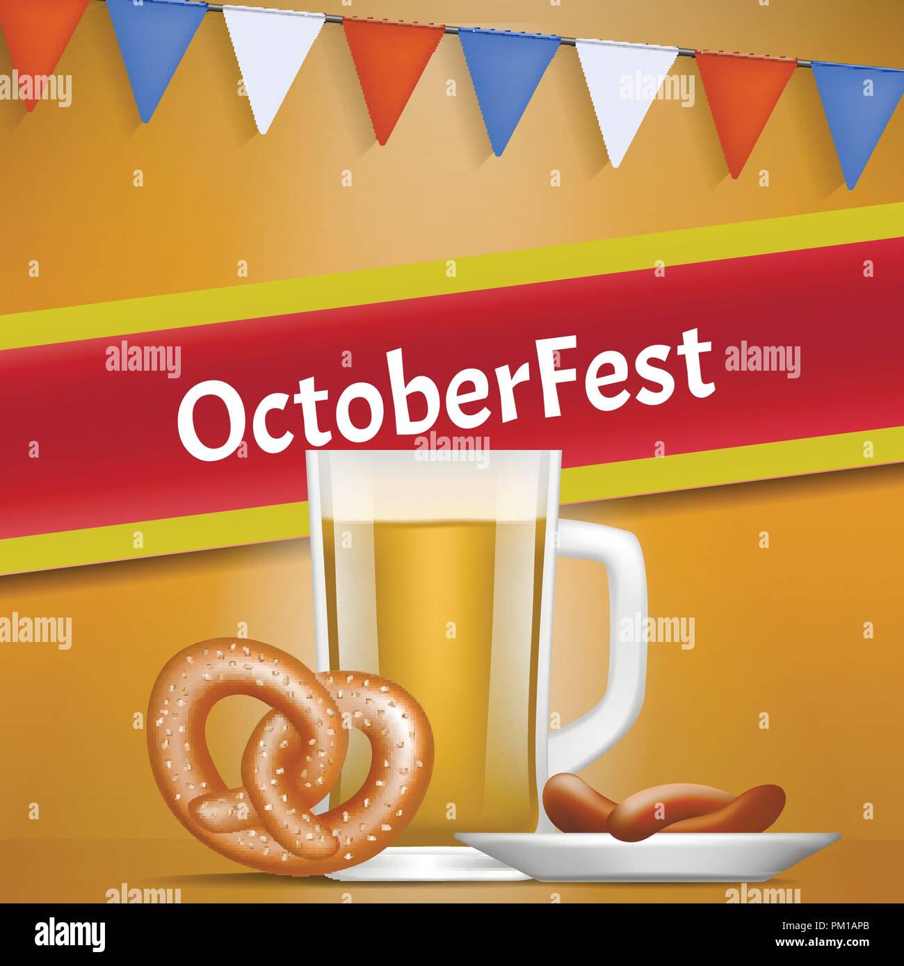 German oktoberfest concept banner, realistic style Stock Vector Image ...