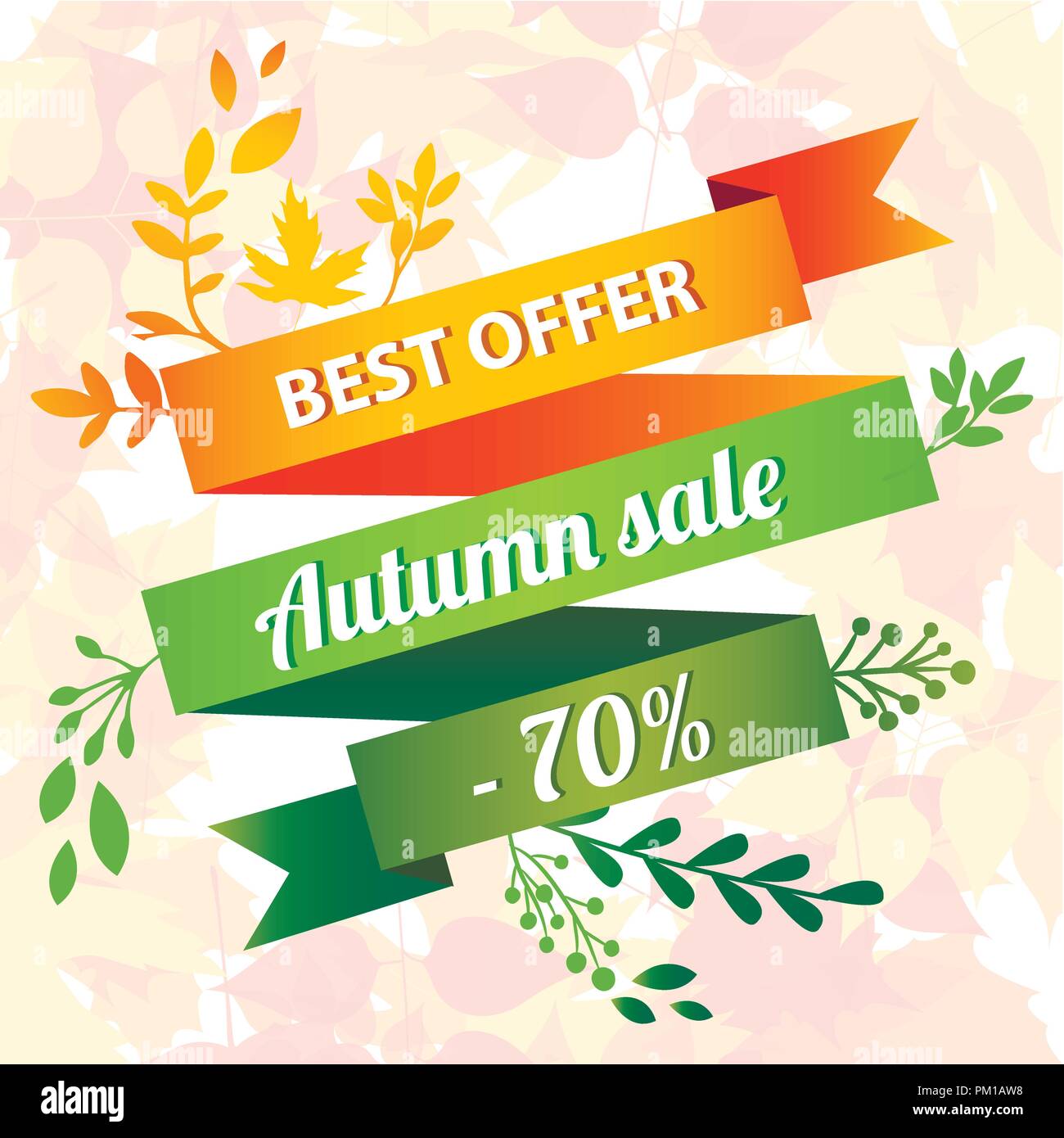 Best offer autumn sale concept background, cartoon style Stock Vector ...