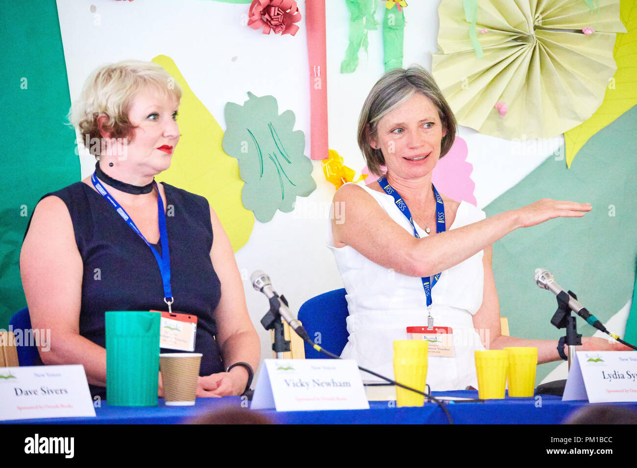 Authors Vicky Newham (L) and Lydia Syson (R) on the New Voices panel at ...