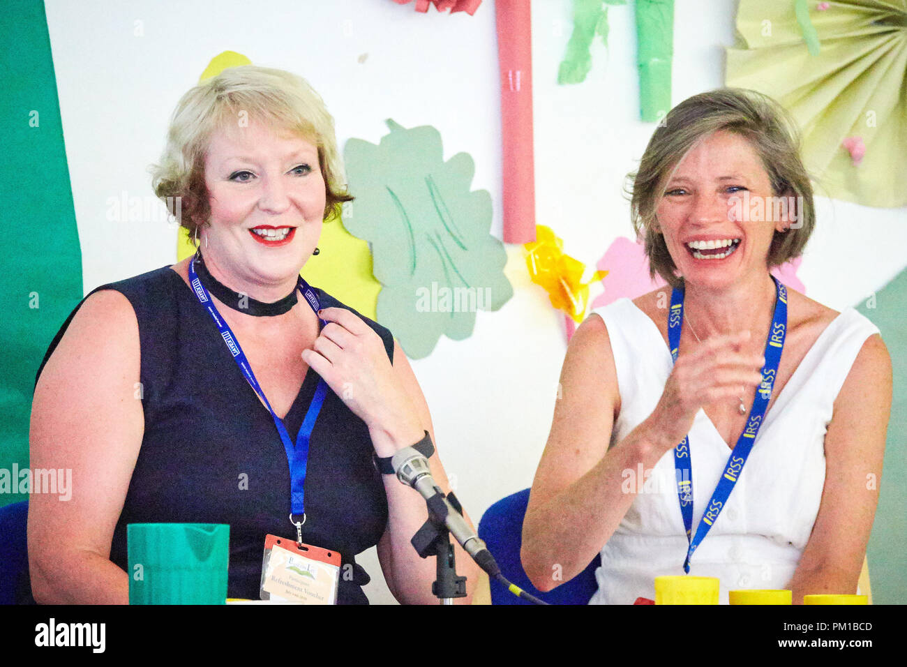 Authors Vicky Newham (L) and Lydia Syson (R) on the New Voices panel at ...