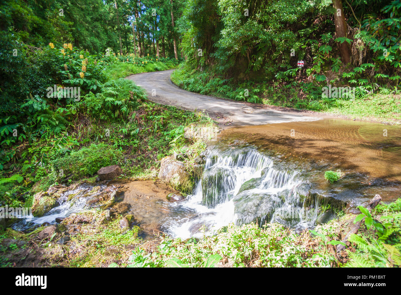 road with river running across ford Stock Photo - Alamy