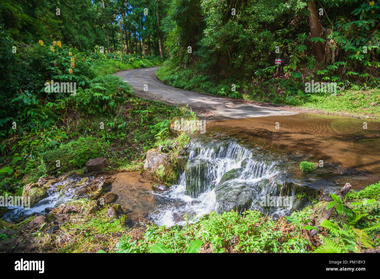 road with river running across ford Stock Photo - Alamy