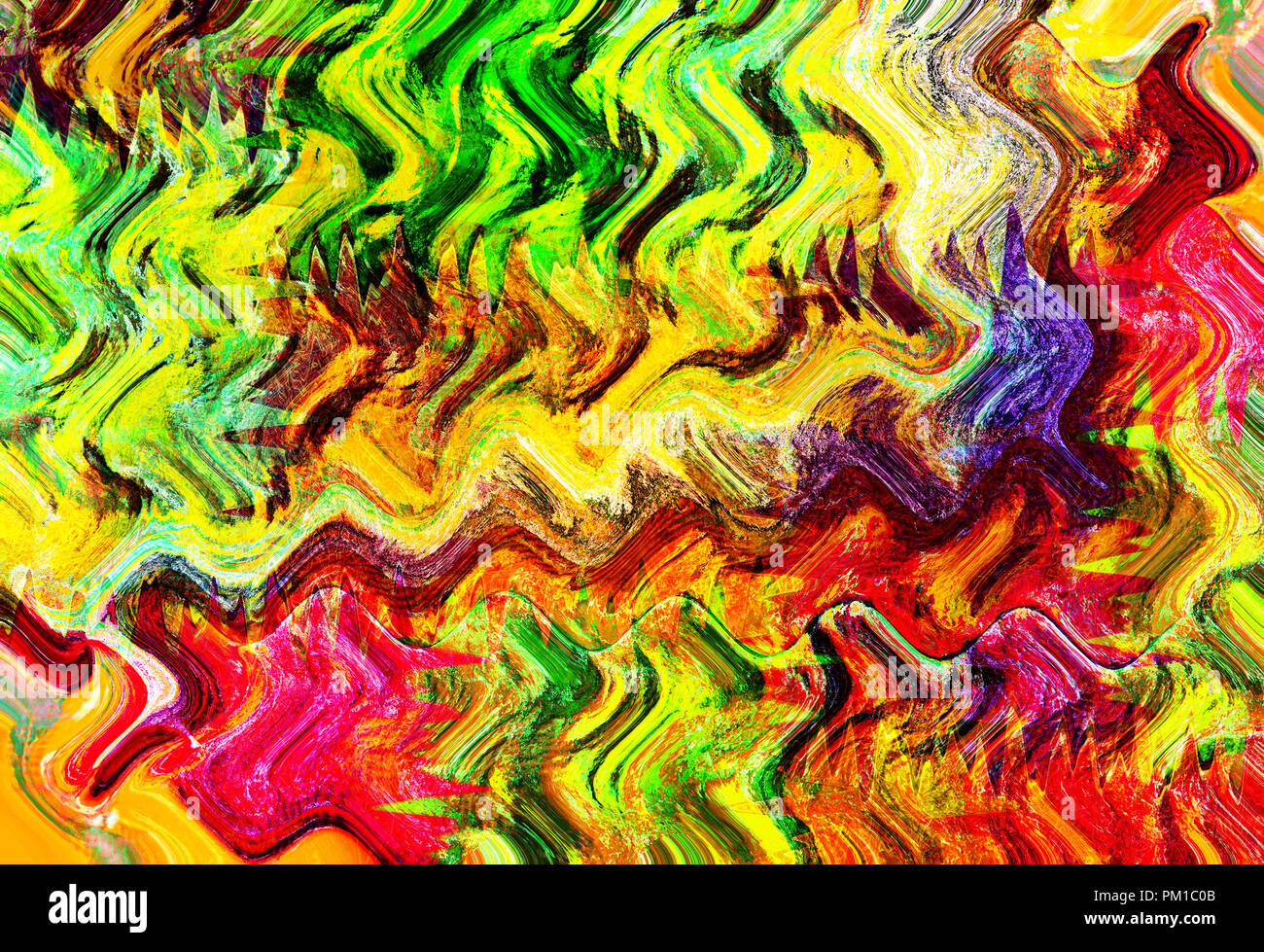 art abstract agressive rainbow pattern background in green, yellow ...