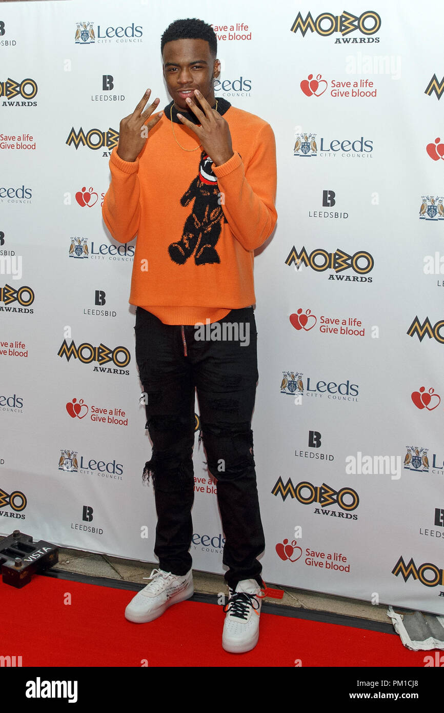 British rapper Not3s on the red carpet at the 2017 MOBO Awards. Not3s ...