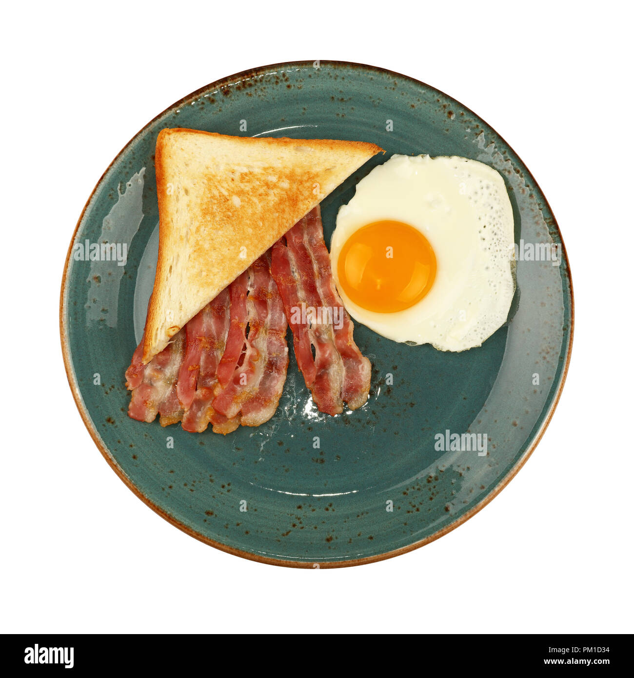 Close up English breakfast, sunny side egg, toasted bread and roasted ...