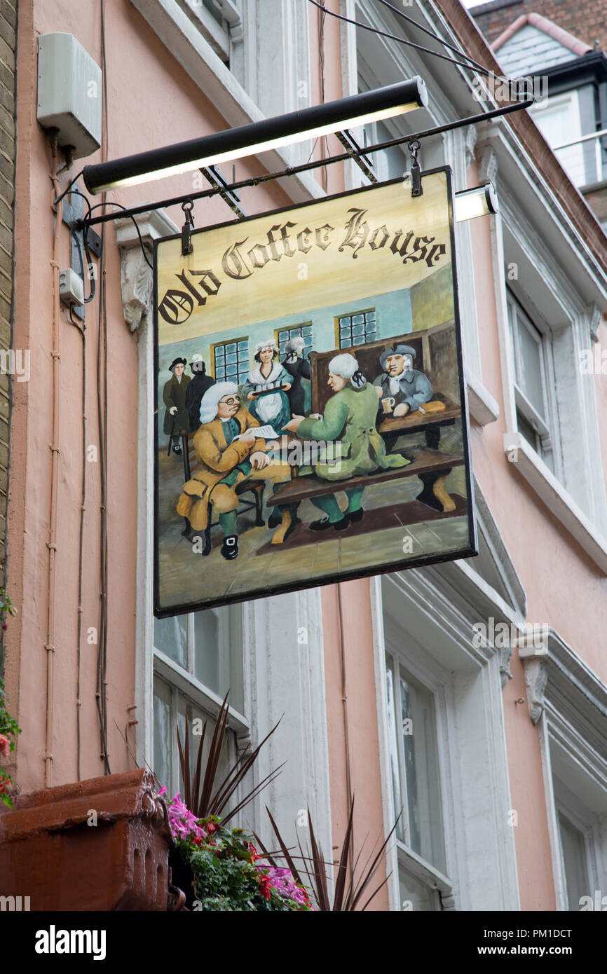 Old Coffee House Pub Sign; Beak Street; London; England; UK Stock Photo ...