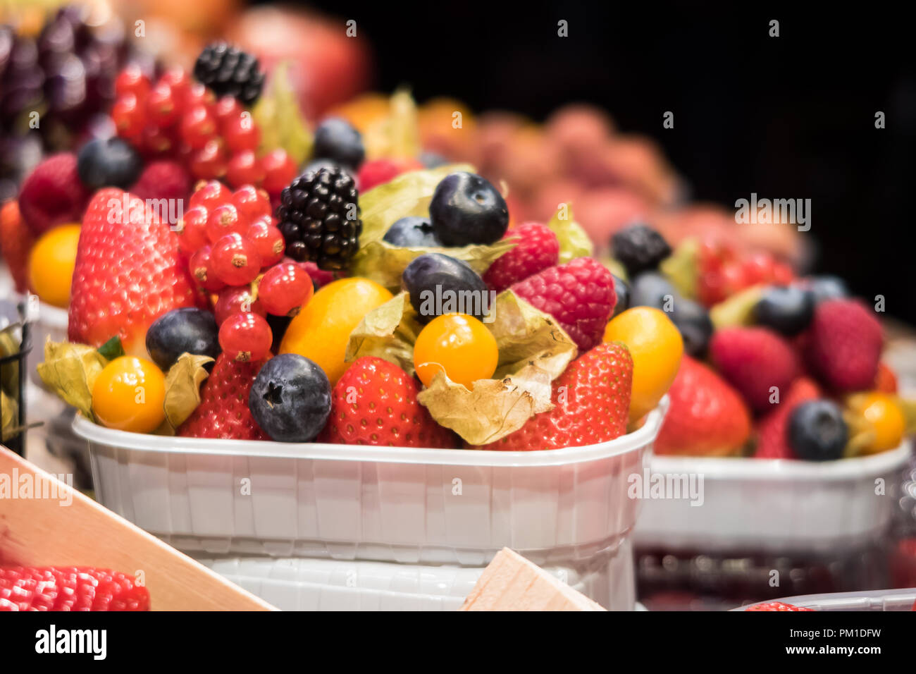 Isolated image of Punnets of Fresh Summer Fruit at St Josep La Boqueria ...