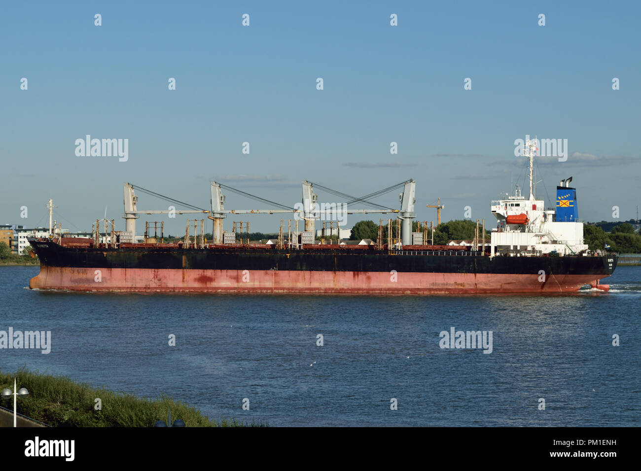 Cargo Ship Slvretta seen heading down the River Thames after ...