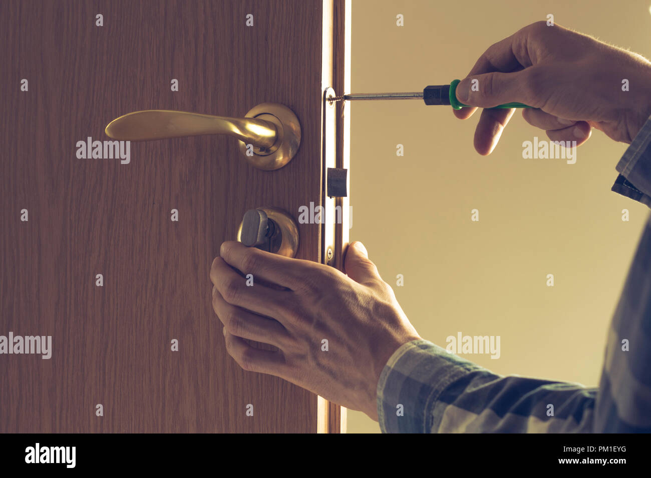 Carpenter work fixing door hi-res stock photography and images - Alamy