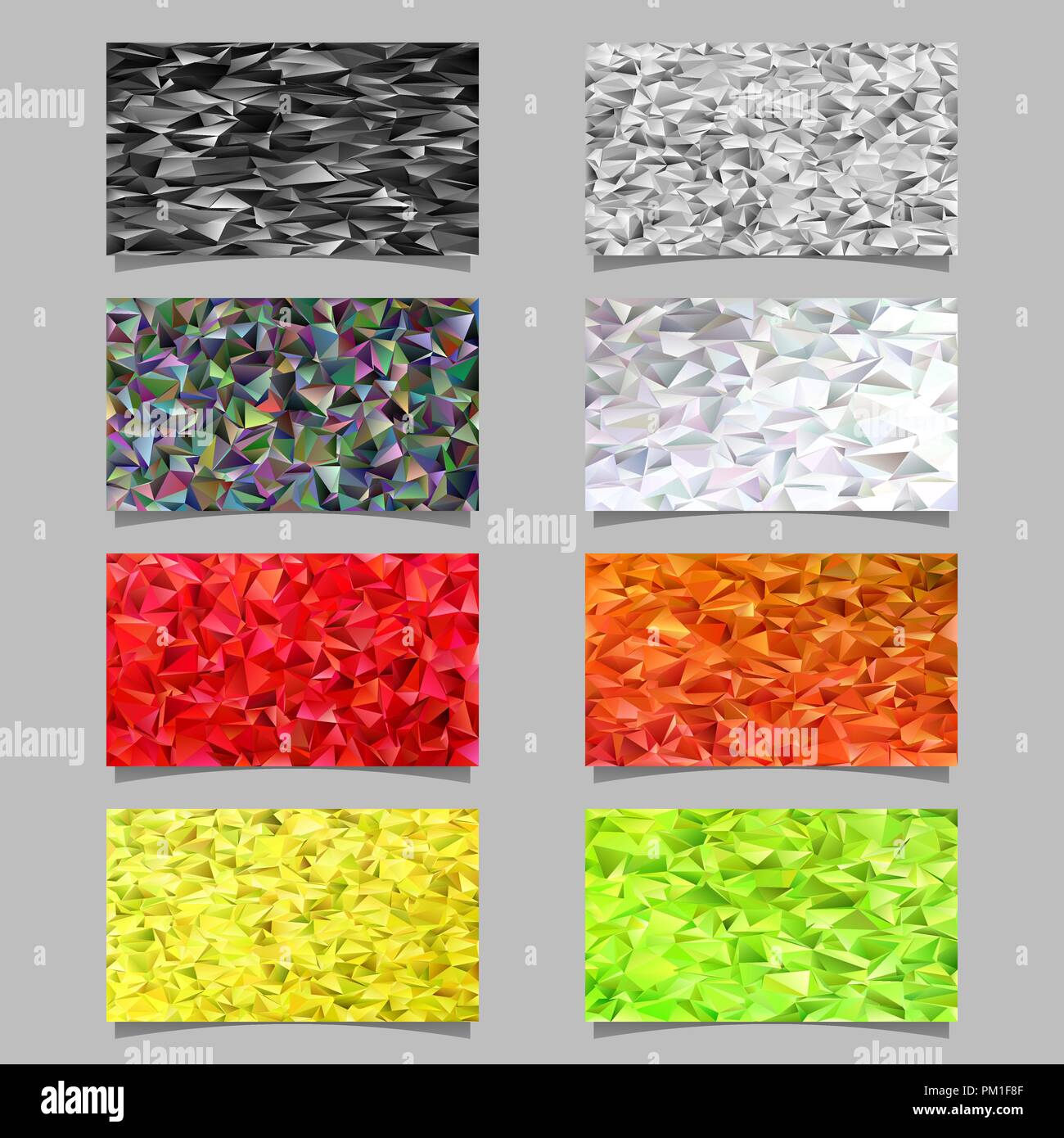 Polygonal triangle tile mosaic card background set - vector mosaic ...
