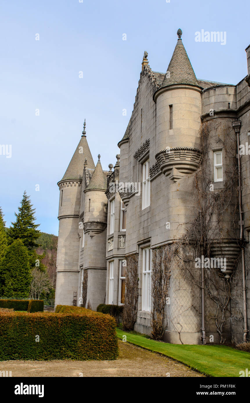BALMORAL, SCOTLAND, APRIL 2 2016 - A view of Balmoral Castle, and the ...
