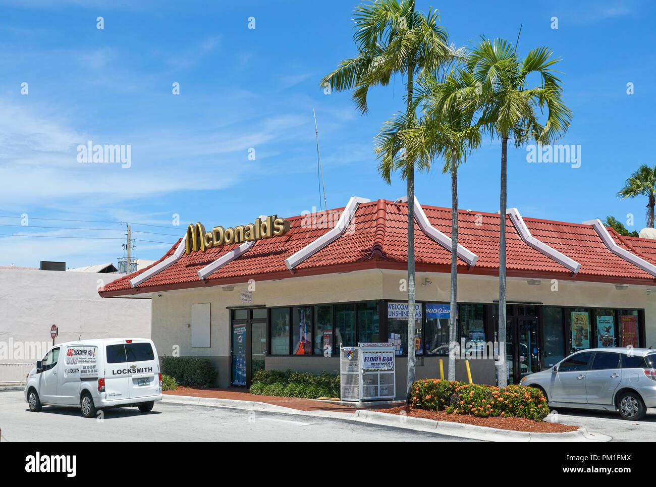 MIAMI, USA - AUGUST 22, 2018: McDonalds restaurant and logo in Miami ...
