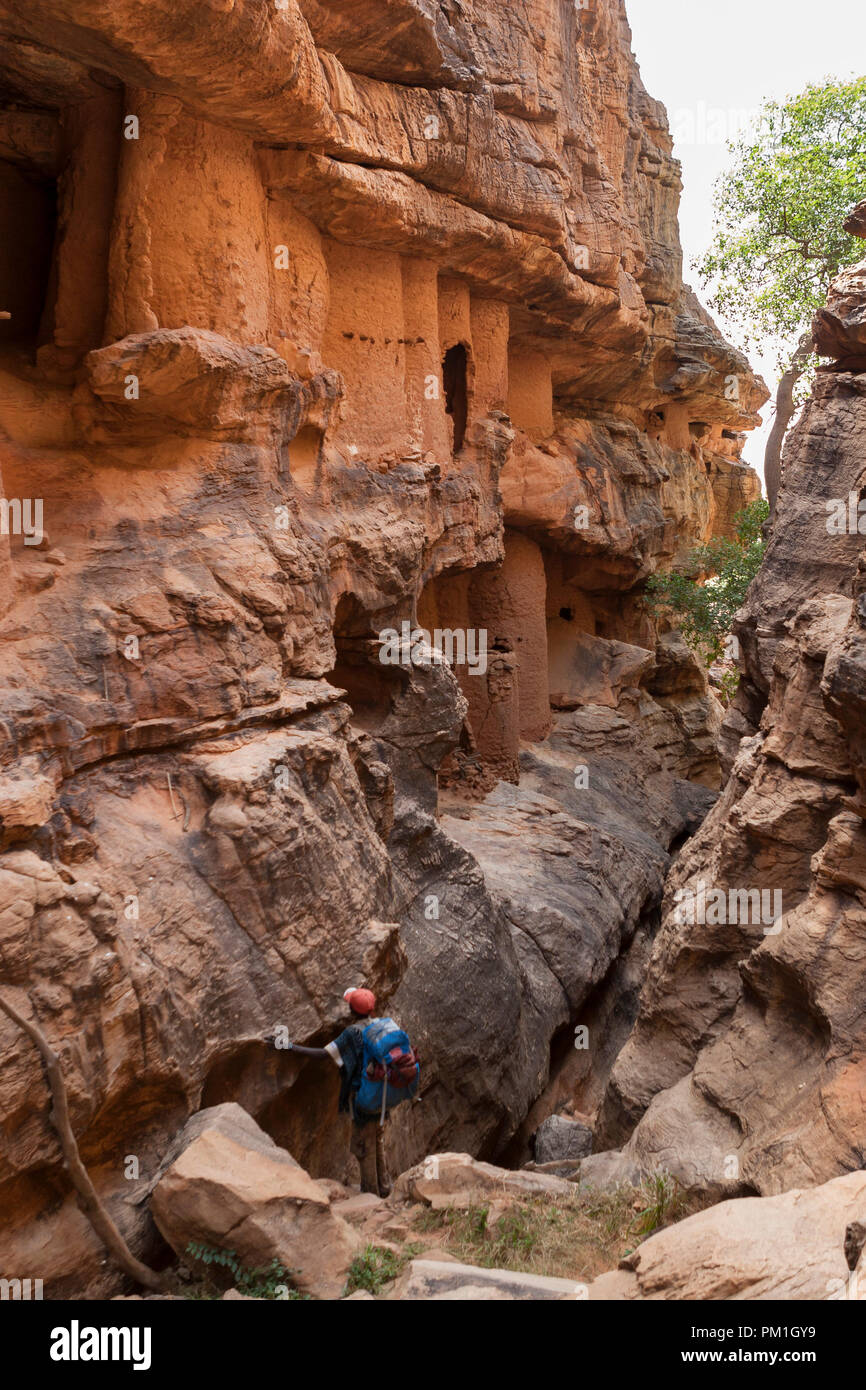 Traditional Dogon buildings in one of the Youga villages in Dogon ...