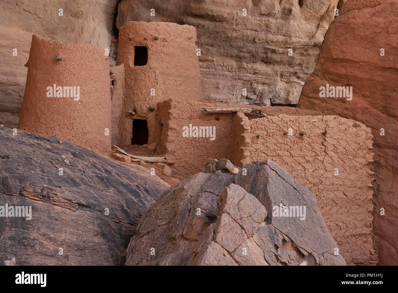 Traditional Dogon buildings in one of the Youga villages in Dogon ...