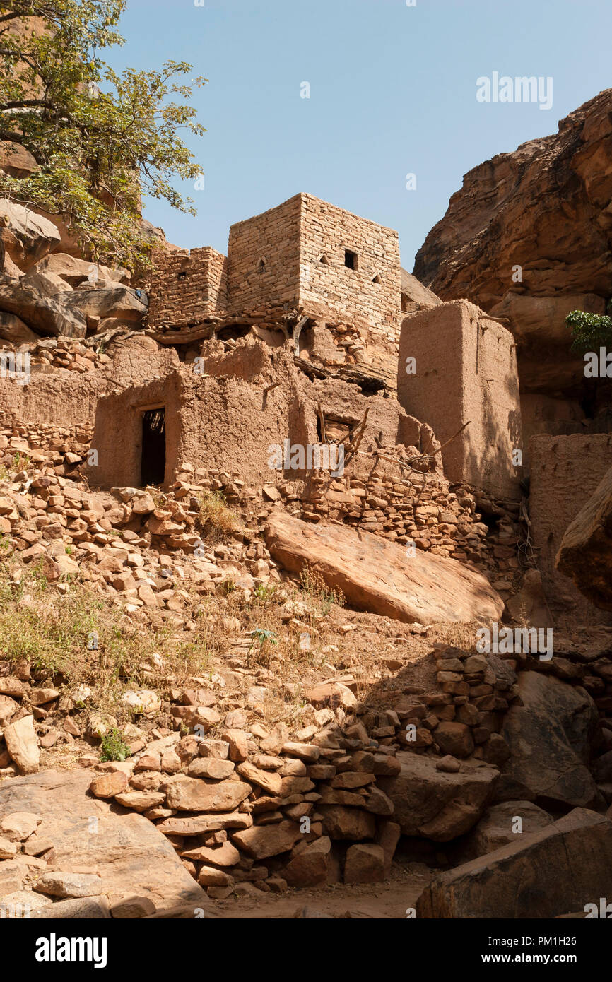 Traditional Dogon buildings in one of the Youga villages in dogon ...