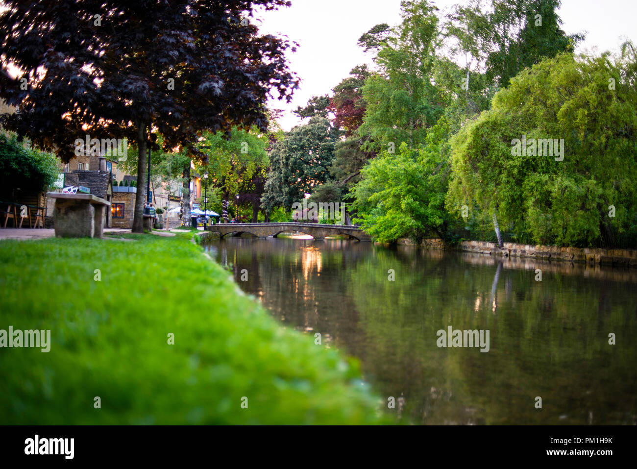 Burton-on-the-Water a Cotswold village on the River Windrush, England ...