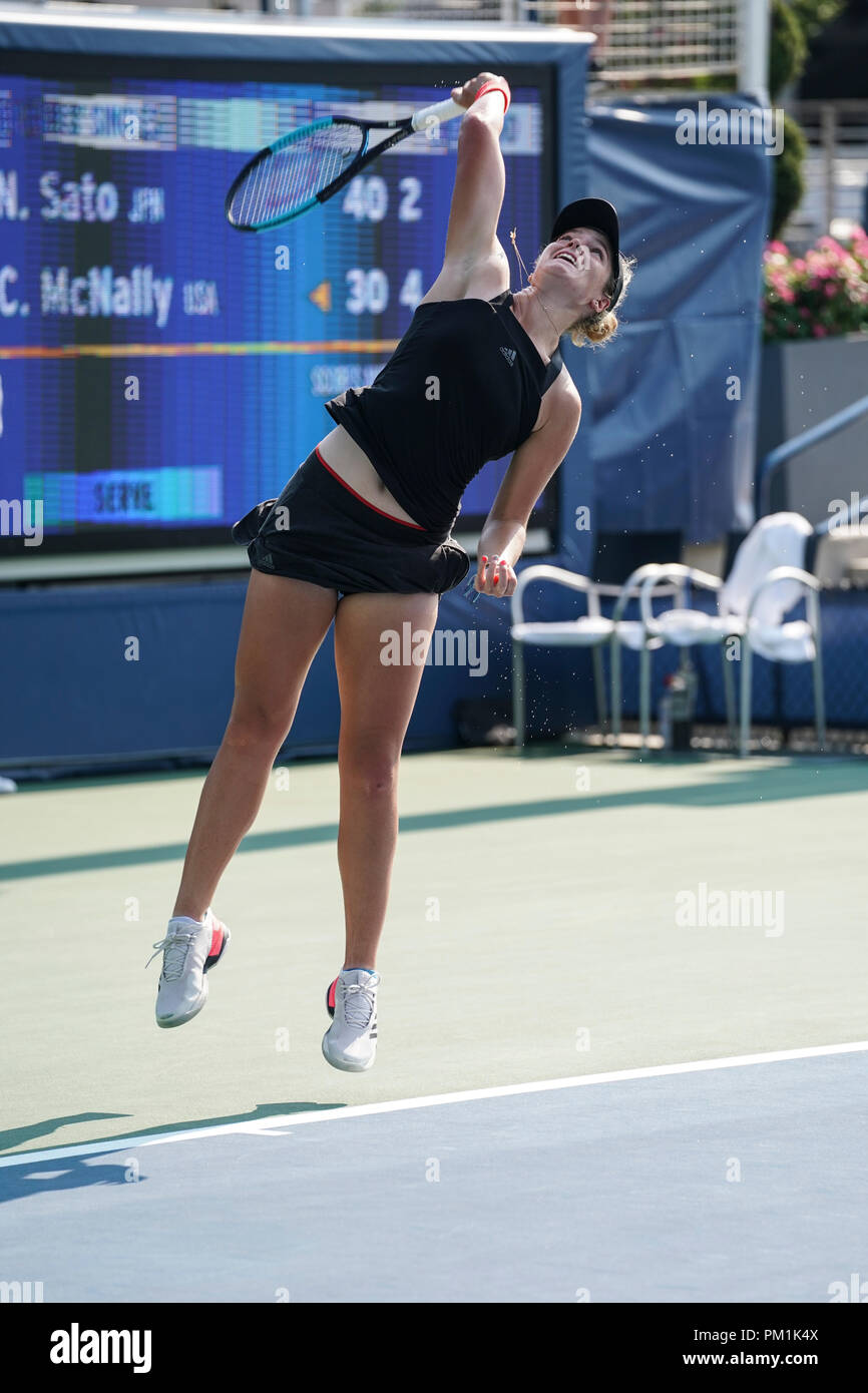 New York, NY - September 6, 2018: Catherine McNally of USA serves ...
