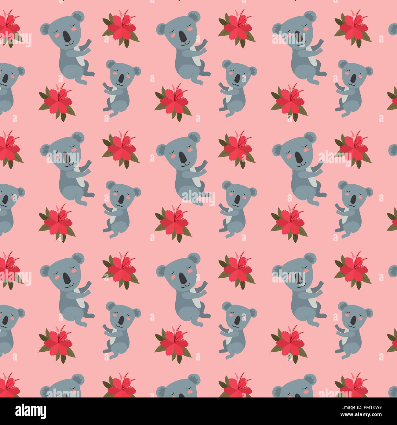 cute koala and flowers pattern background Stock Vector Image & Art - Alamy
