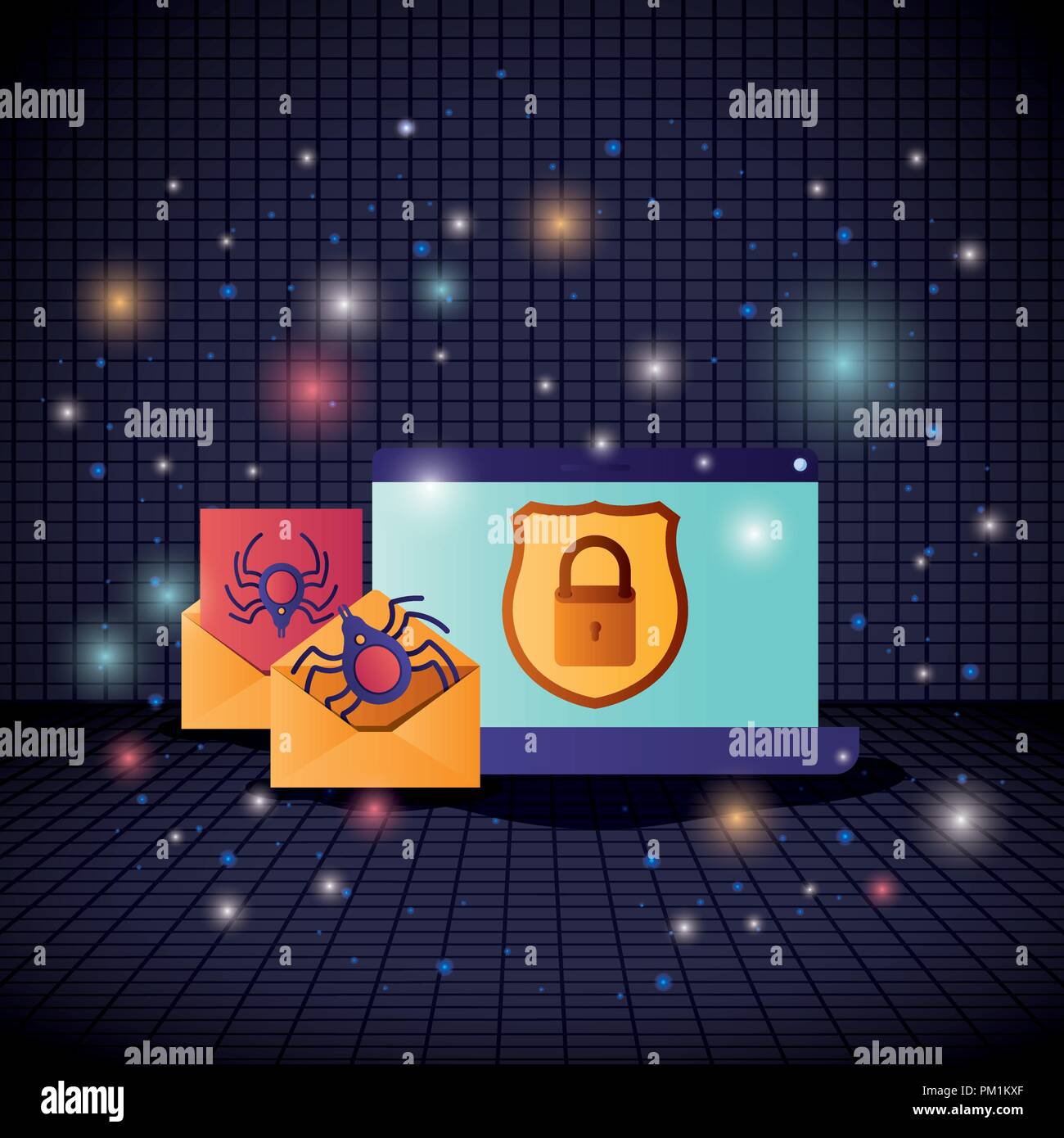 cyber security with laptop Stock Vector Image & Art - Alamy