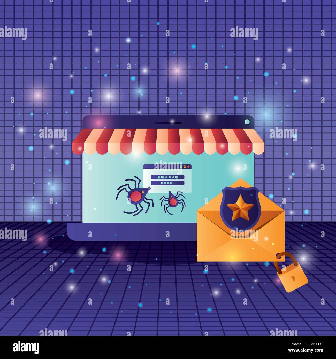 cyber security with computer Stock Vector Image & Art - Alamy