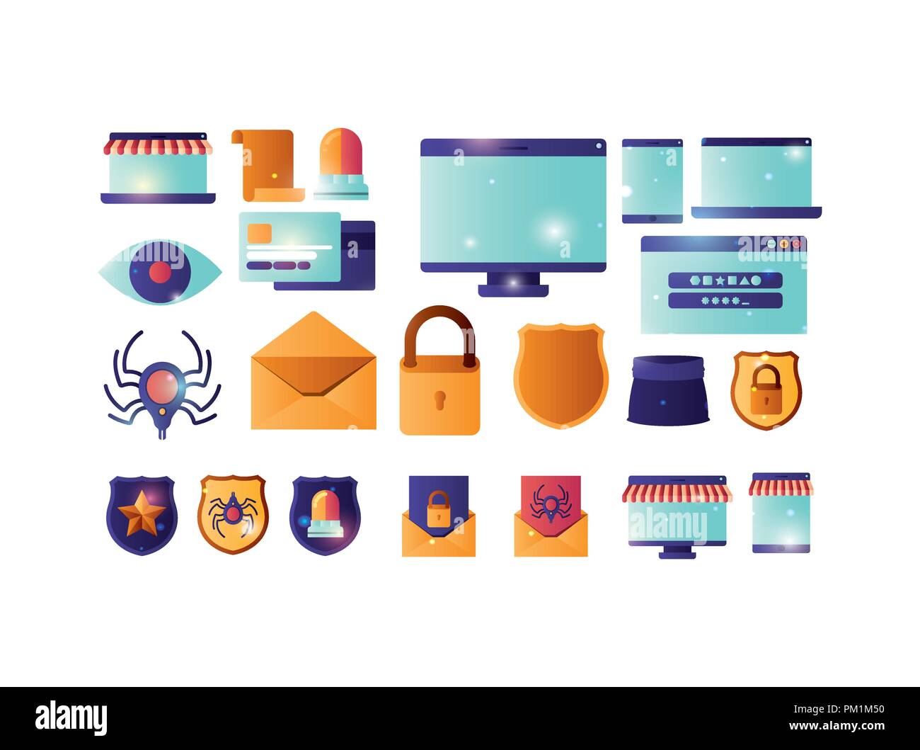 cyber security set icons Stock Vector Image & Art - Alamy