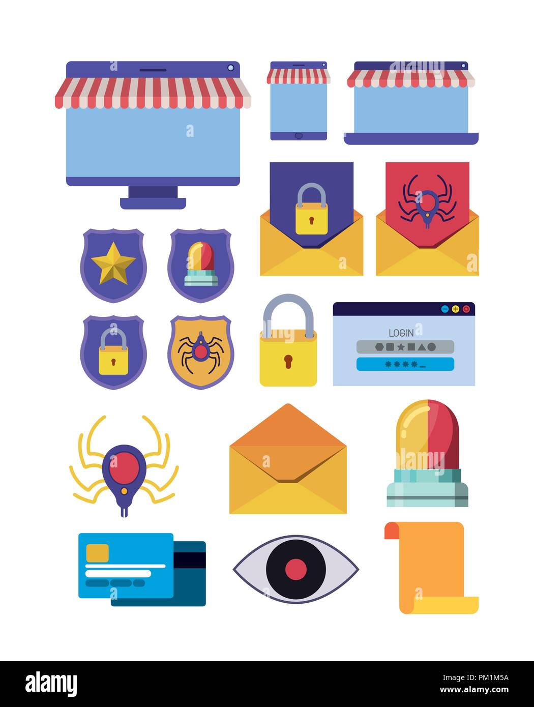 cyber security set icons Stock Vector Image & Art - Alamy