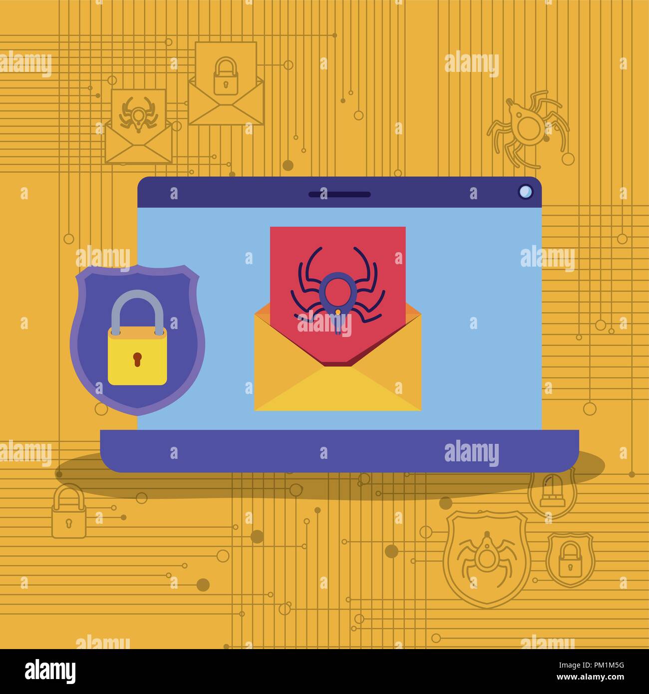 cyber security with laptop Stock Vector Image & Art - Alamy