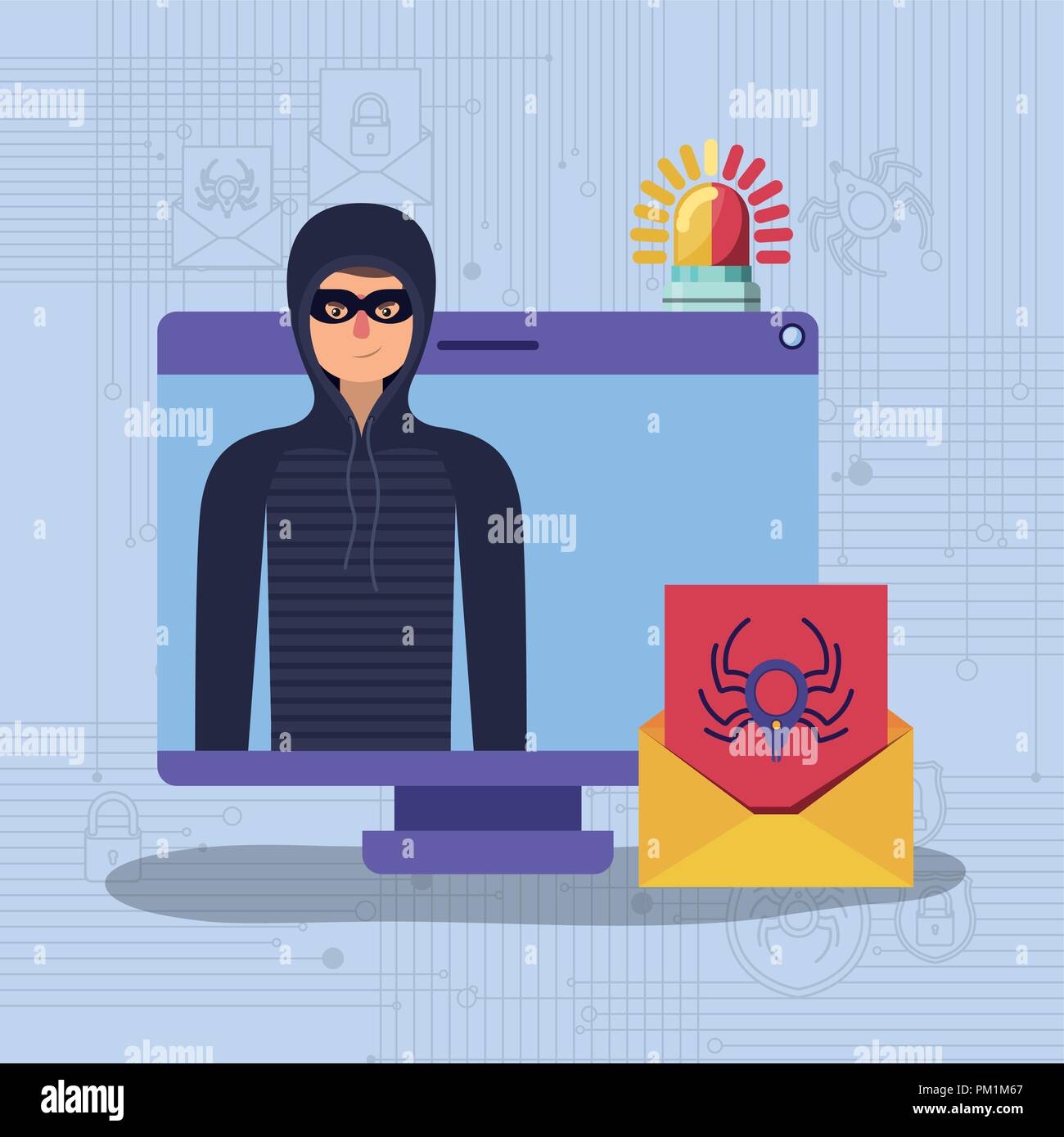 cyber security with computer and hacker Stock Vector Image & Art - Alamy
