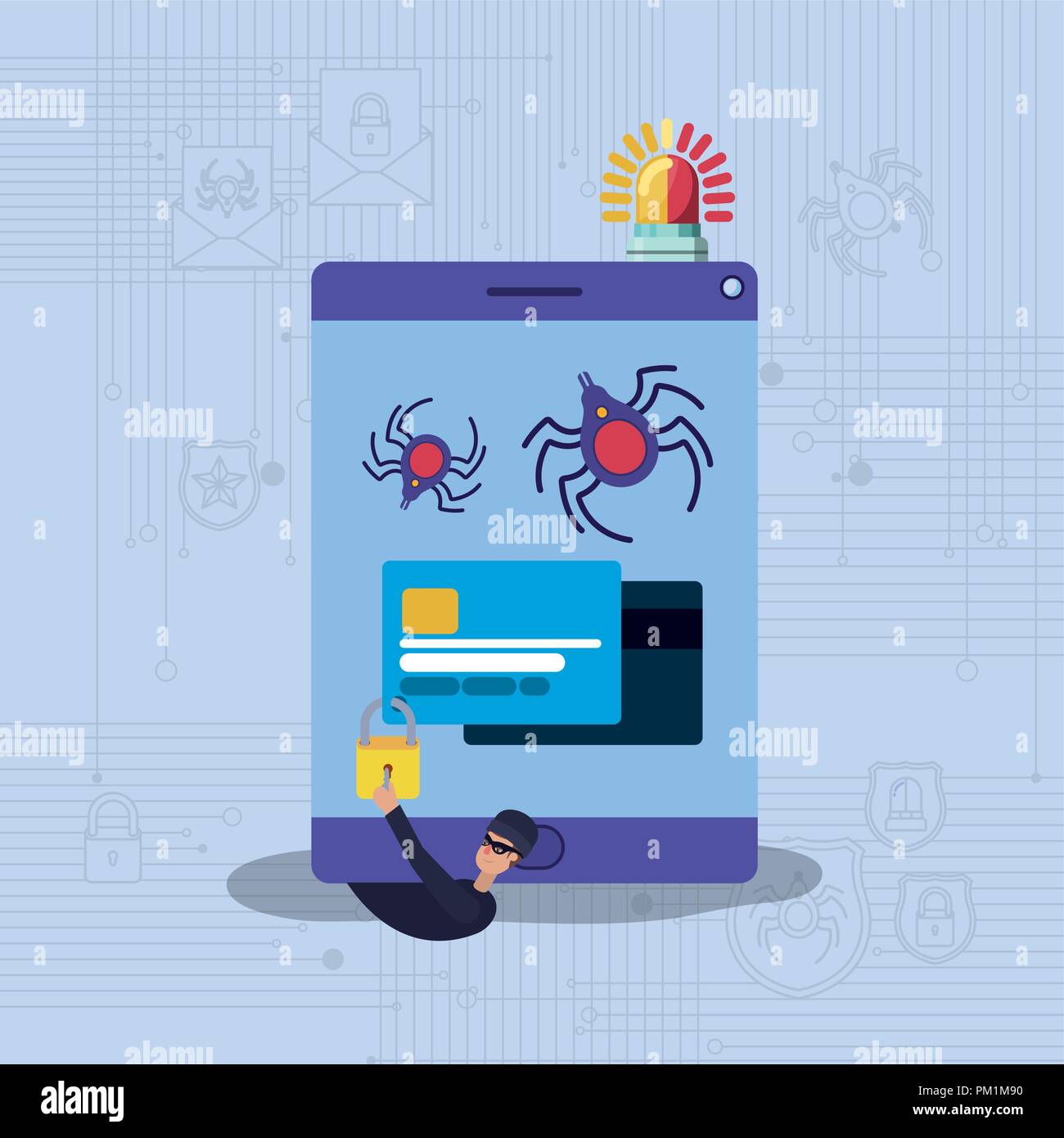 Hacker alarm padlock cyber Stock Vector Images - Alamy