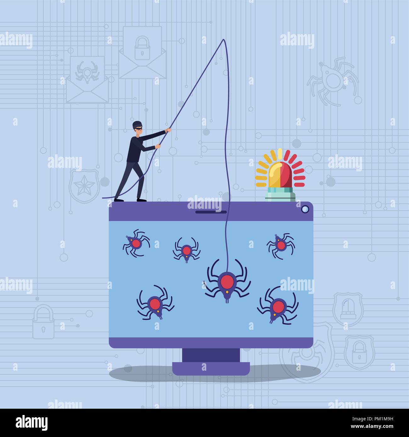 cyber security with computer and hacker Stock Vector Image & Art - Alamy