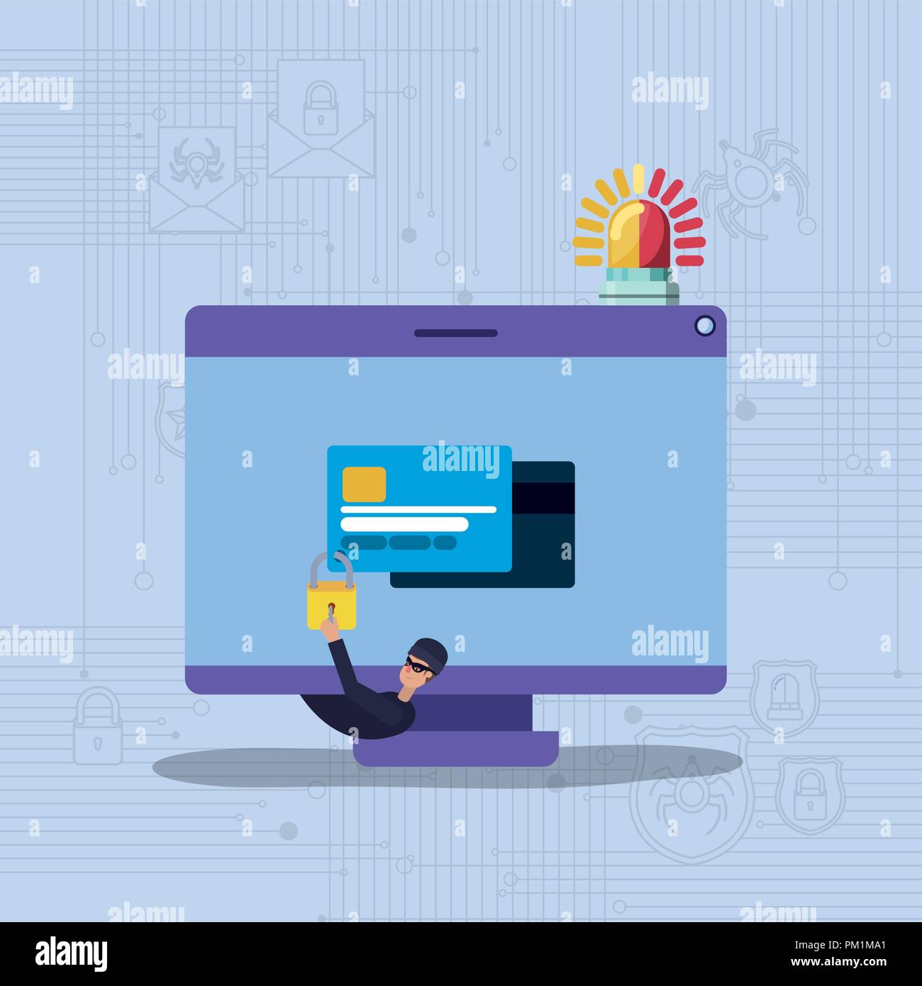 cyber security with computer and hacker Stock Vector Image & Art - Alamy