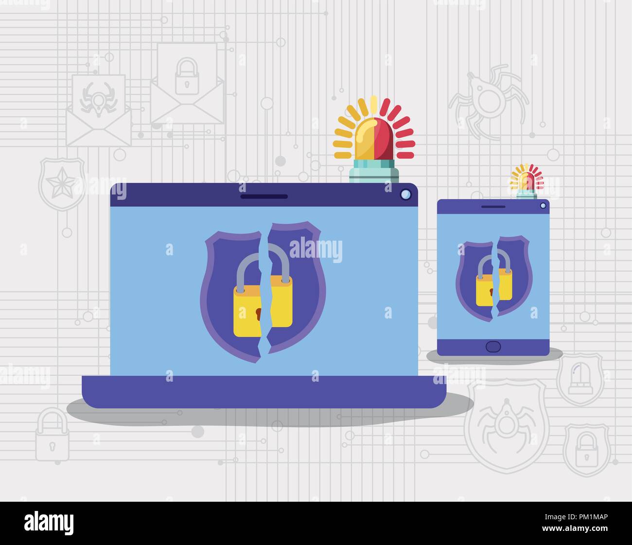 cyber security with laptop Stock Vector Image & Art - Alamy