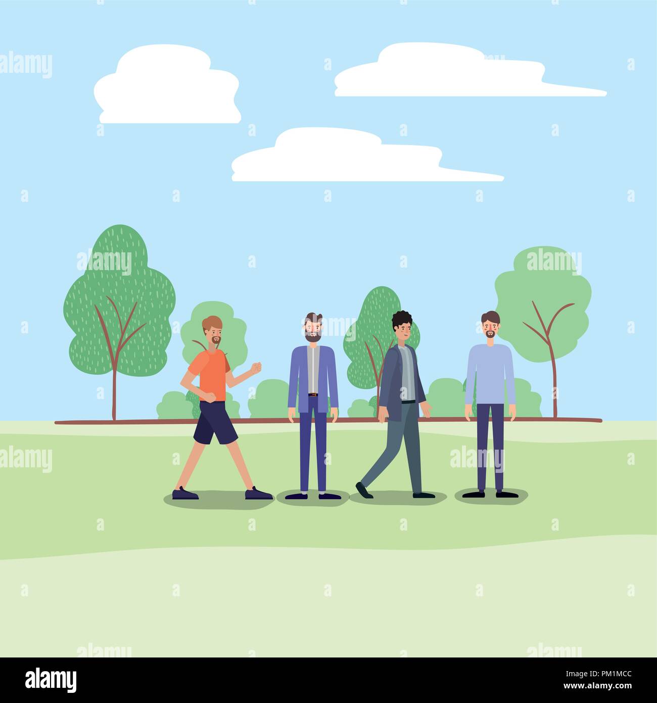 group of men walking on the park characters Stock Vector Image & Art ...