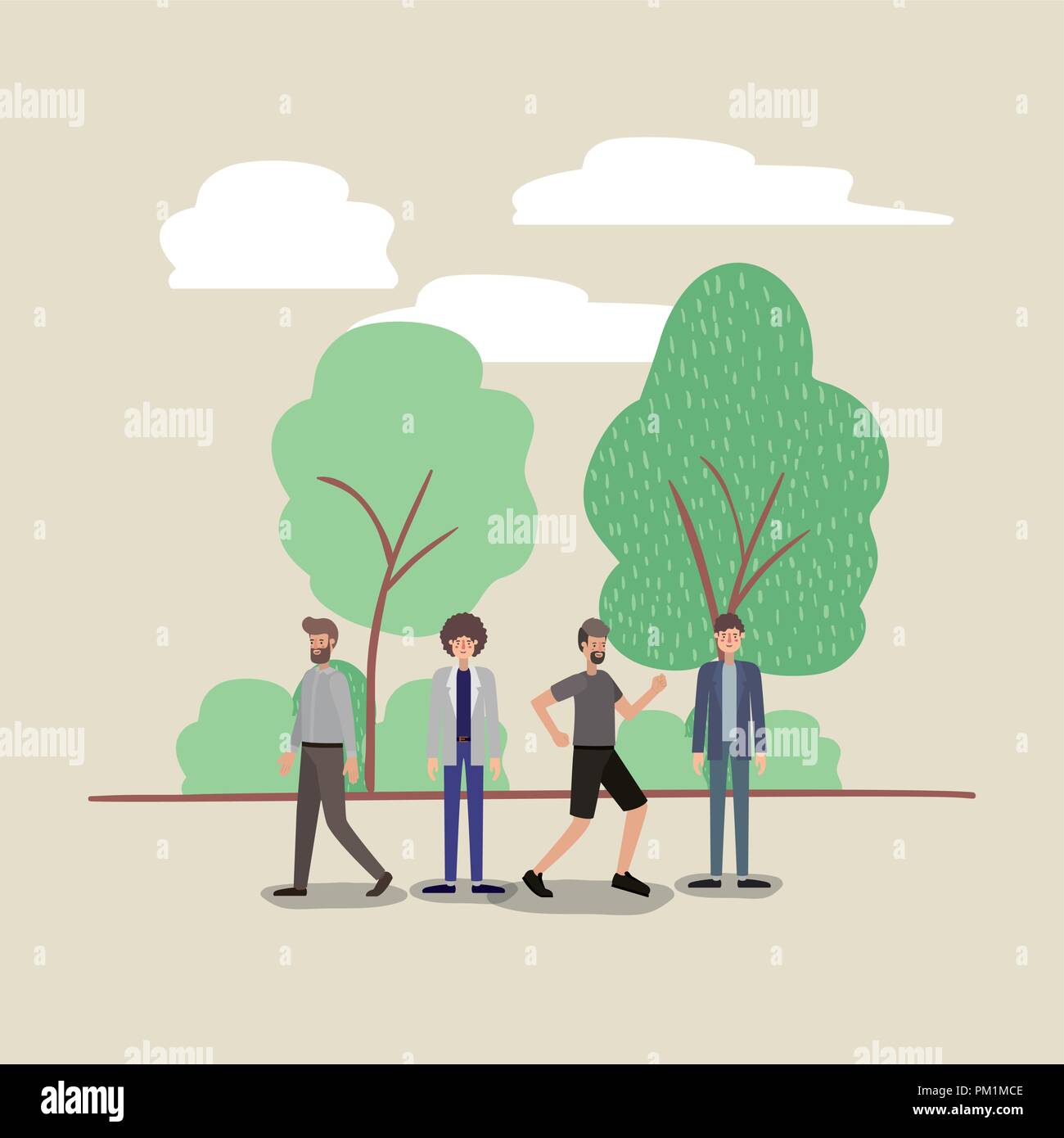 group of men walking on the park characters Stock Vector Image & Art ...