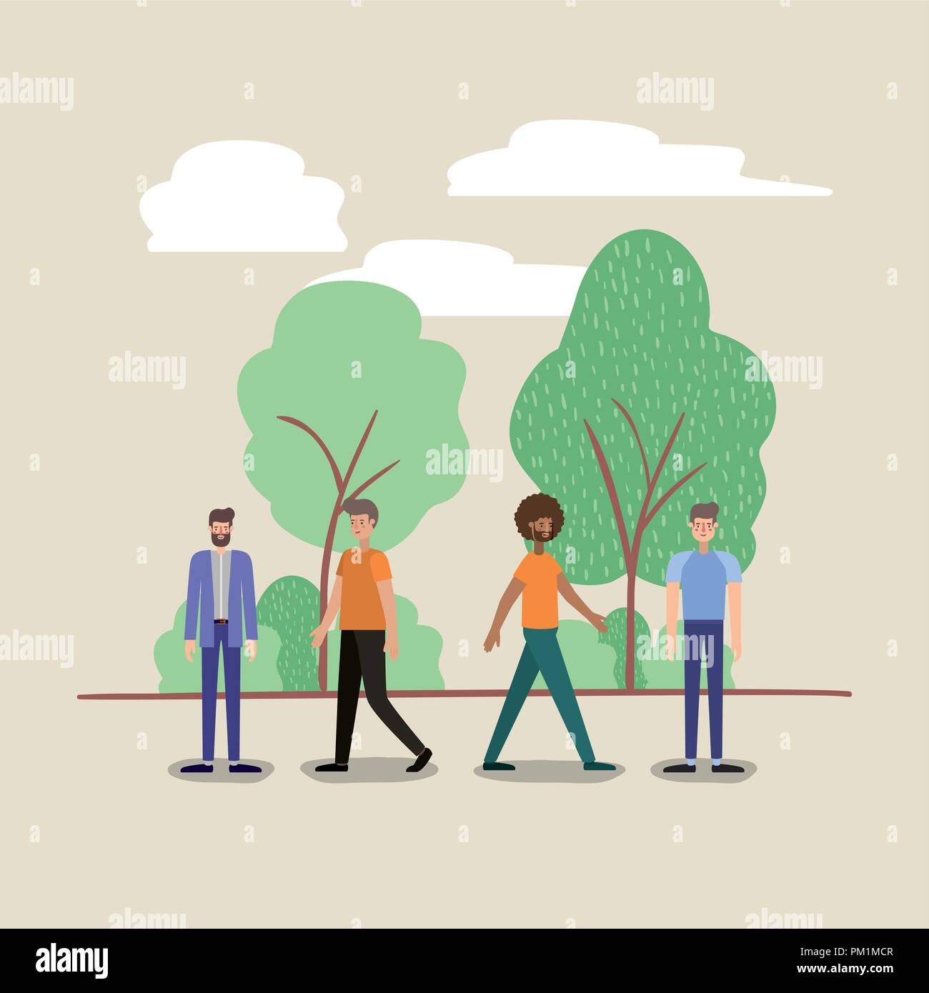 group of men walking on the park characters Stock Vector Image & Art ...