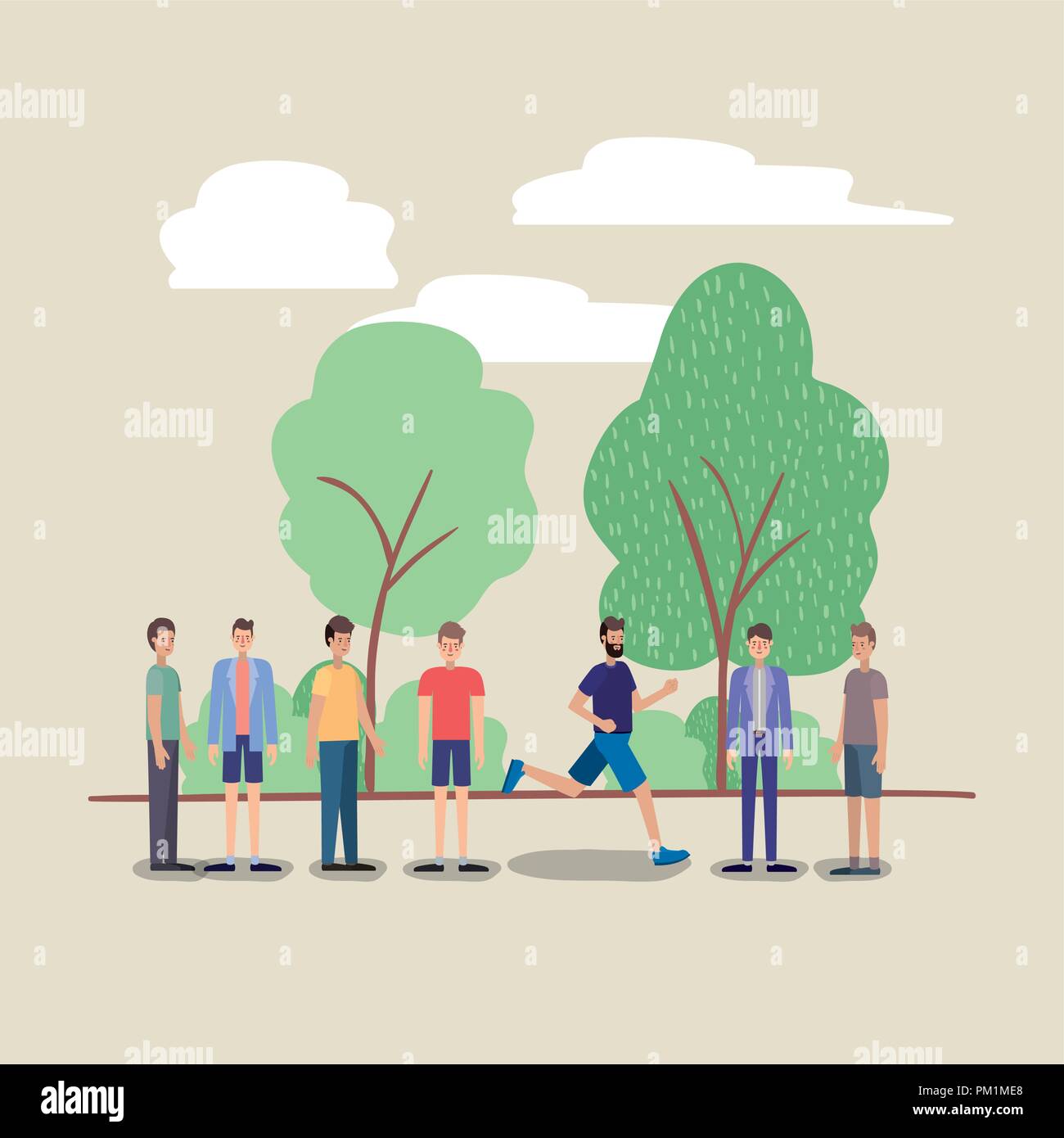 group of men walking on the park characters Stock Vector Image & Art ...