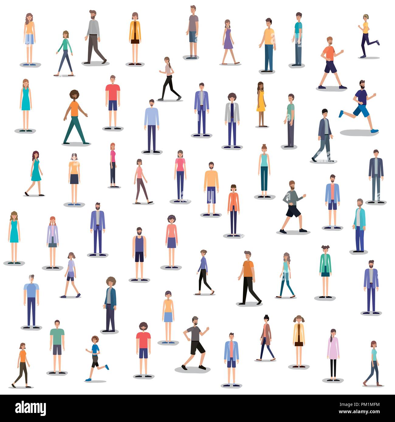 group of people walking and running characters Stock Vector Image & Art ...