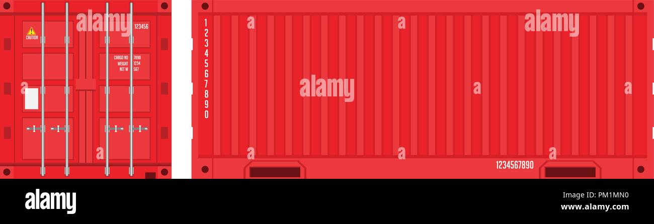 Red Shipping Cargo Container for Logistics and Transportation. Flat ...
